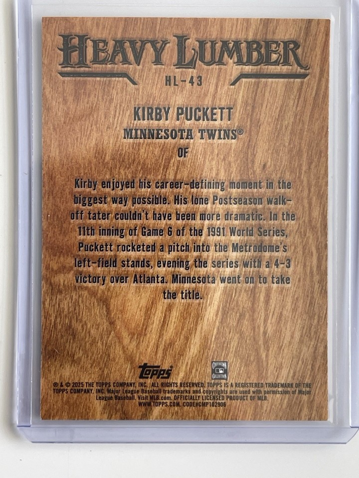 2025 TOPPS BASEBALL SERIES 2 Kirby Puckett Heavy Lumber HL-43 Case Hit ...