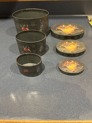 Set of 3 Oval Nesting Stacking Boxes Primitive Fruitful Bounty Bob’s ...