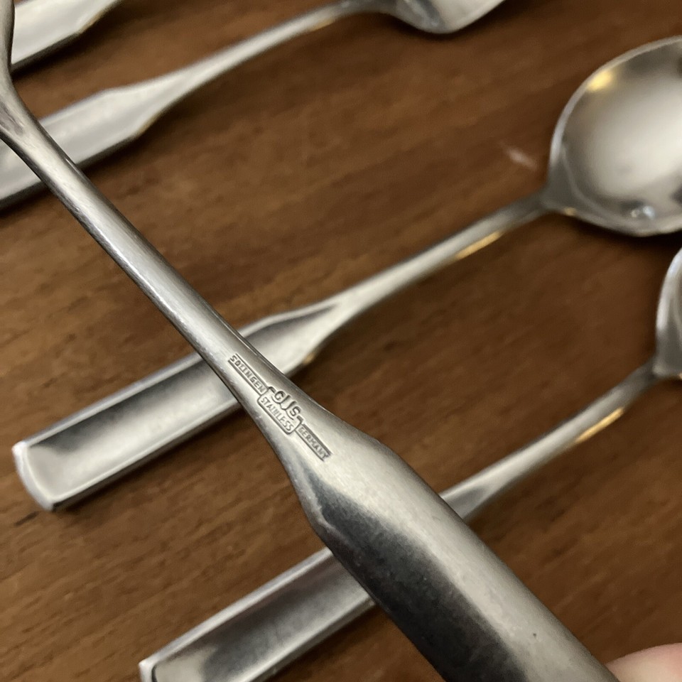 Lot Of 5 Salad Forks & Soup SPOONS WILLIAMSBURG Carl Mertens Solingen ...