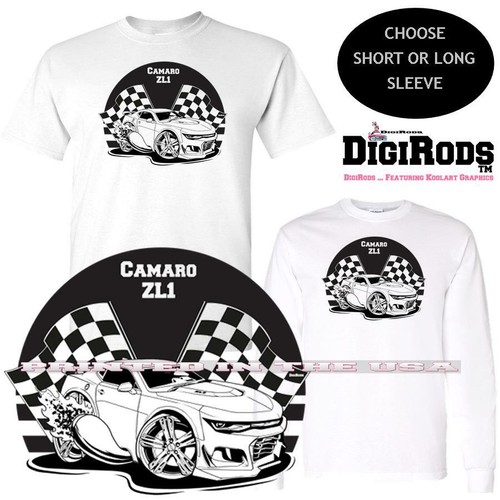 Chevrolet Chevy Camaro ZL1 Race Sketch DigiRods / Koolart Cartoon Car T ...