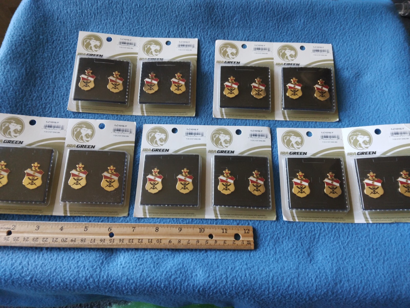 10 PAIRS OF - U.S. Army 21st ENGINEER BATTALION Unit DI DUI Crest PINS ...