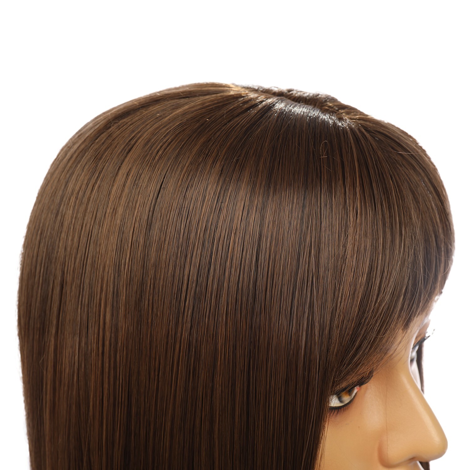 55cm Brown High Temperature Fiber Hair Wigs With Bangs Women Hairpieces ...