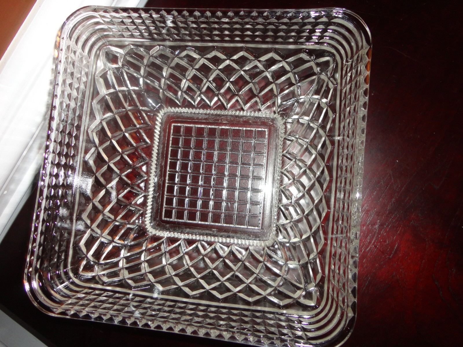 VINTAGE SQUARE CRYSTAL SERVING BOWL 7 1/2" X 2 3/4" H | eBay