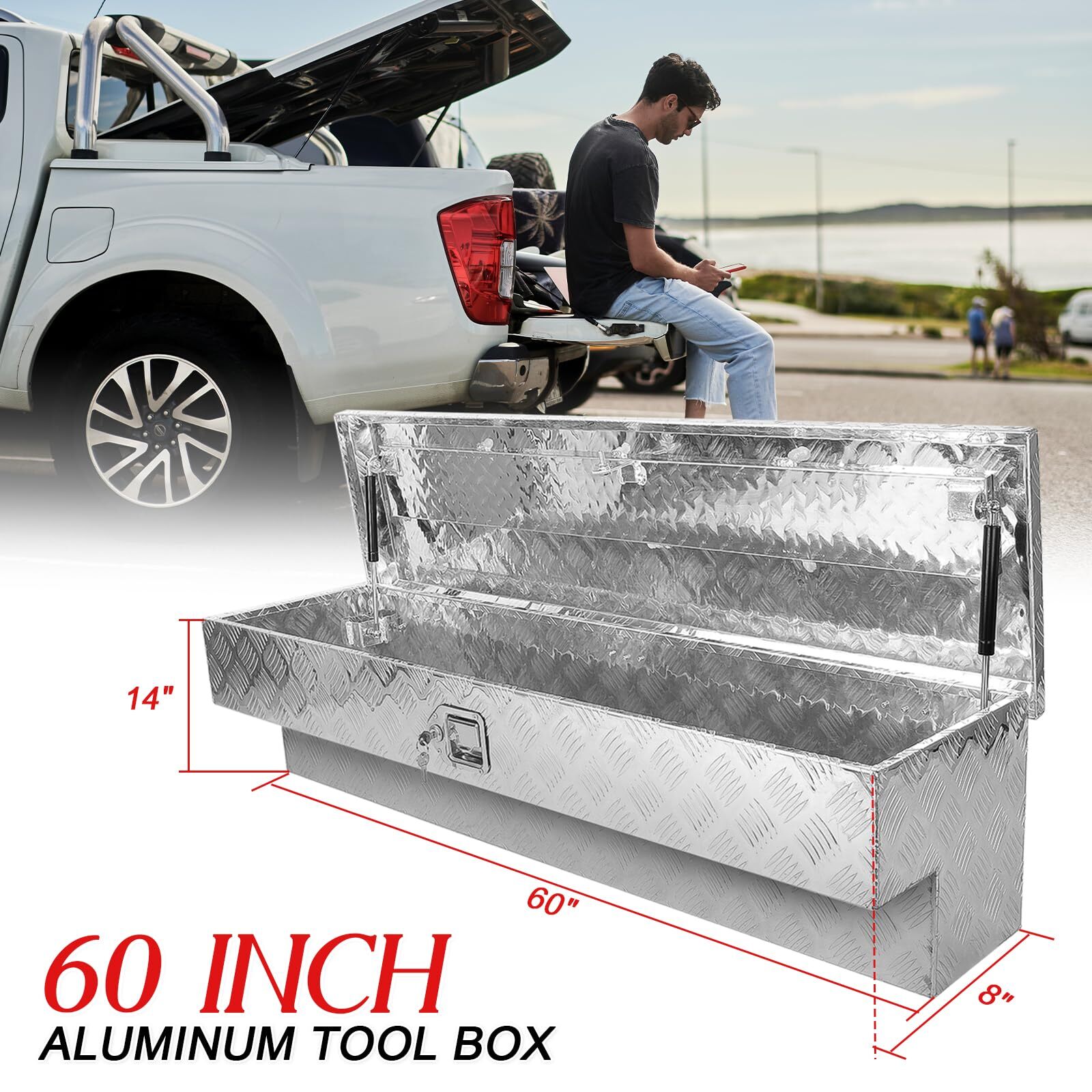 Aluminum 60 Inch Side Mount Tool Box Side Truck Box with Paddle Latch ...