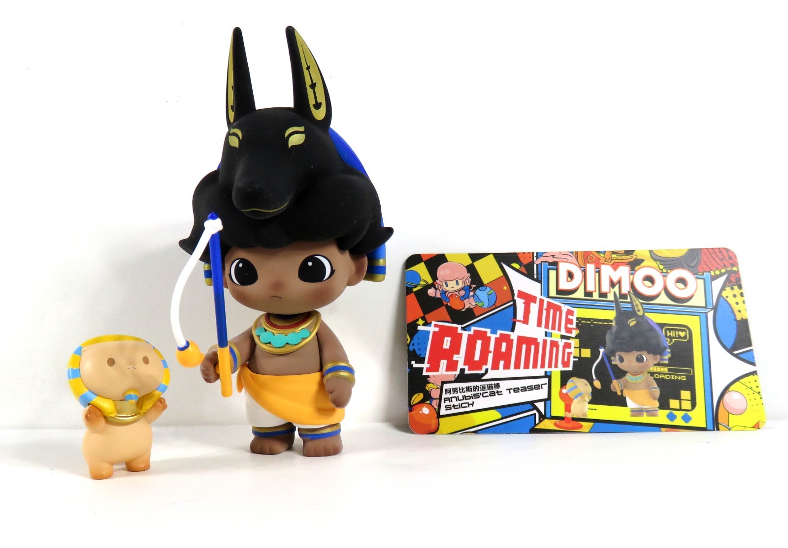 Pop Mart Dimoo Time Roaming Series Mini Figure Anubis Cat Teaser Stick ...