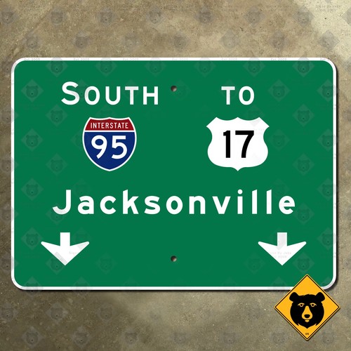 Florida Interstate 95 south Jacksonville freeway overhead highway sign ...