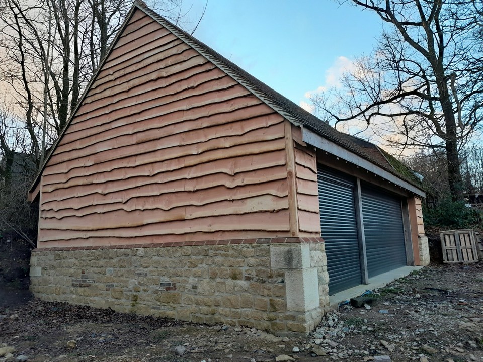 Waney edge cladding. Douglas Fir and Larch. 20mm thick. Installation ...