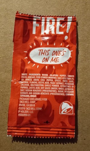 Taco Bell Defective Fire Sauce Packet Sealed Empty | eBay