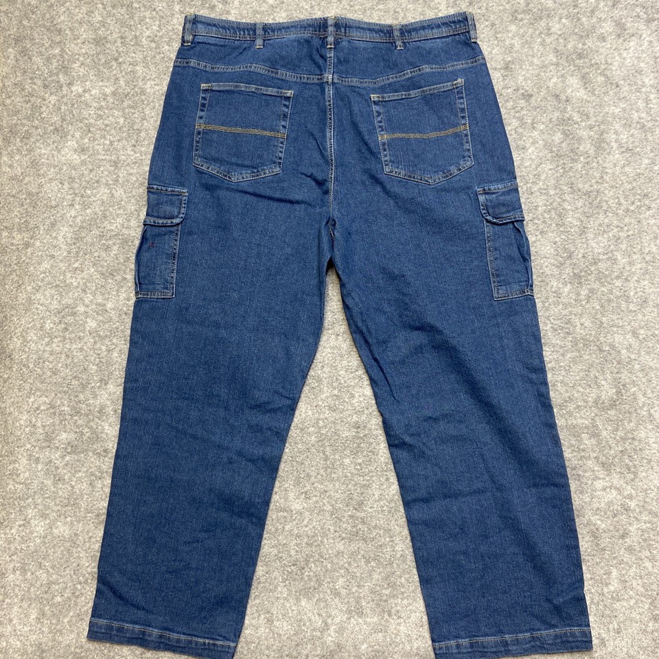 Vintage Duke Haband Cargo Jeans Men's Size 44/M Dark Blue Elastic Waist ...