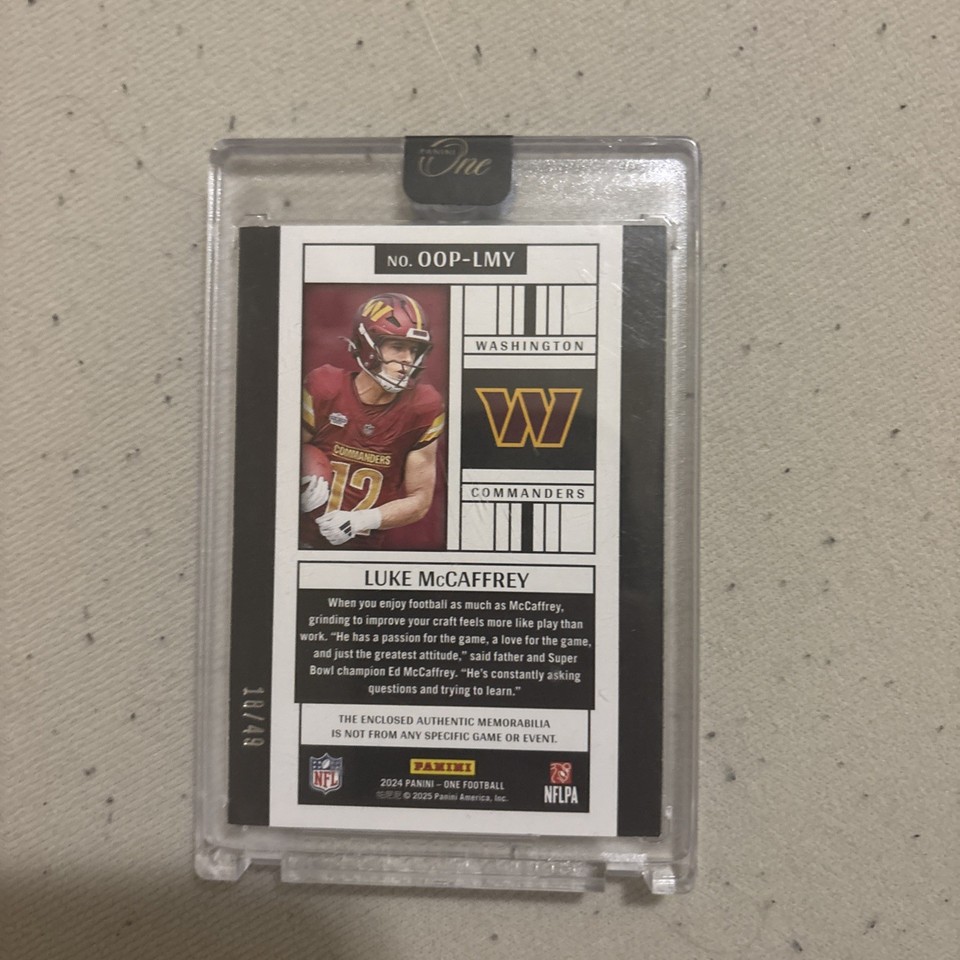 2024 Panini One Luke McCaffrey Original Patches RC Red Rookie # 18/49 ...