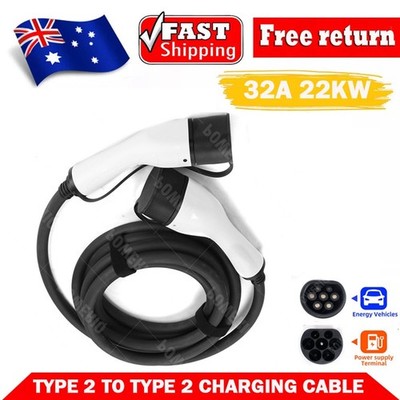 32A 22kW Type2 to Type 2 EV 5M Charging Charger Power Cable BYD Tesla ...