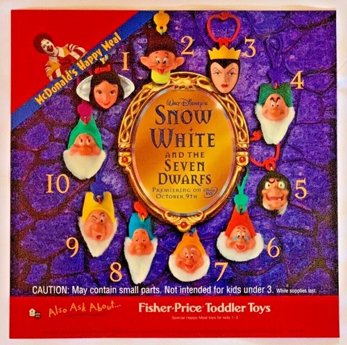 McDonald's 2001 Snow White & 7-Dwarfs Key Chain Clip-Ons NIP YOUR ...