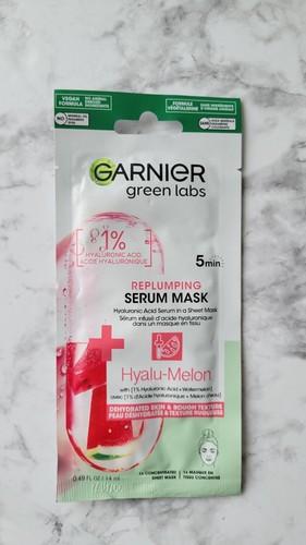 Garnier Green Labs 5-min Replumping Serum Sheet Mask, Hyalu-Melon, 0.49 ...