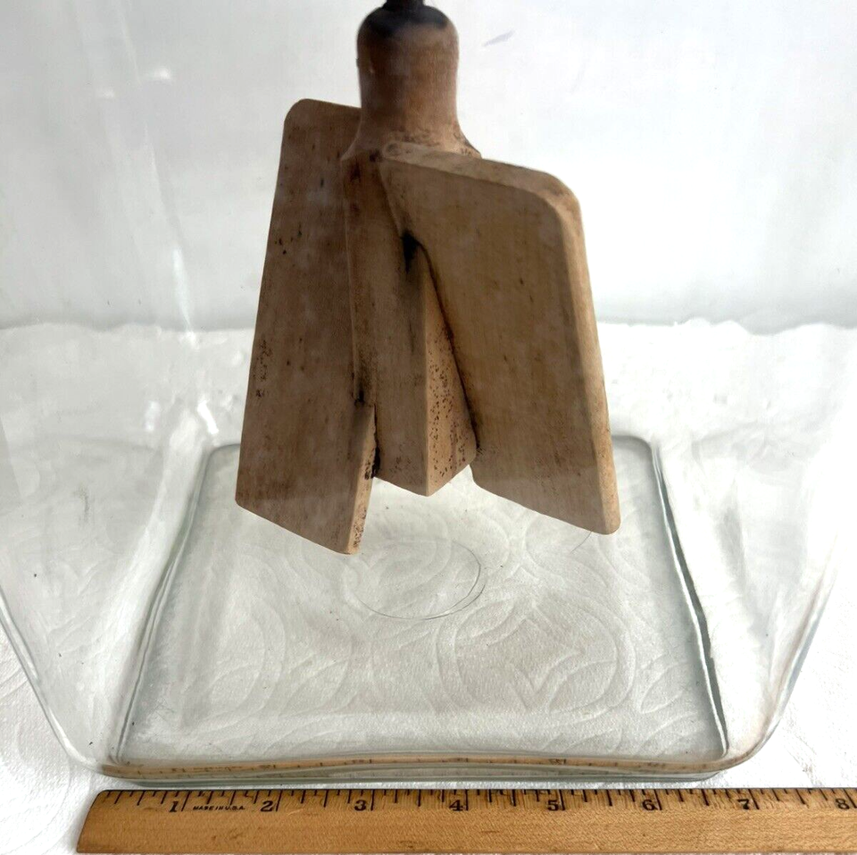 Antique Farm Fresh Kitchen 8 QT Glass Butter Churn Wood Paddle Wheel ...