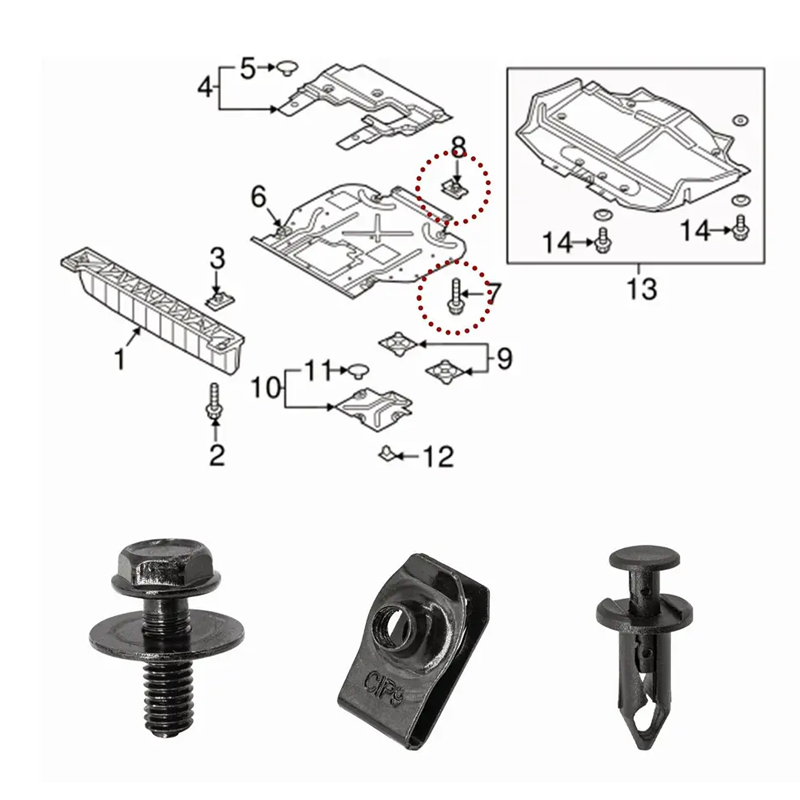 50Pcs Engine Body Protection Panel Undertray Cover Clips Metal Screws ...