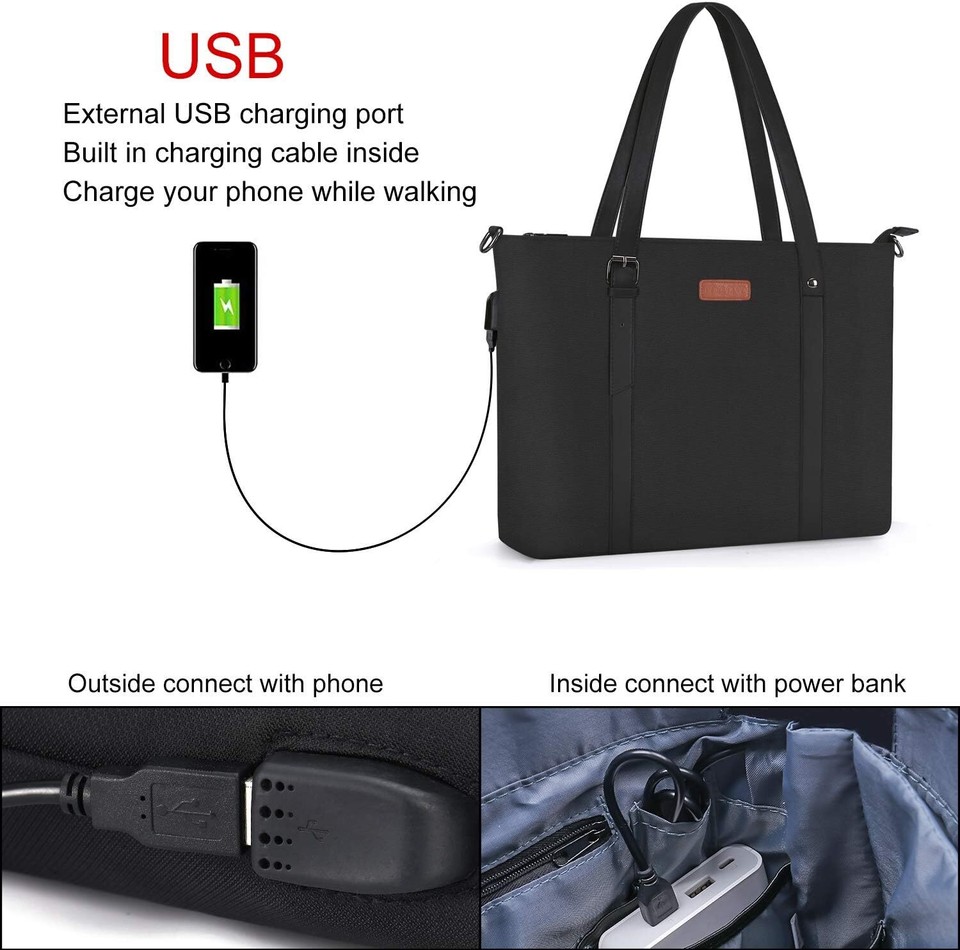 17-17.3 inch USB Port Laptop Tote Bag Large Woman Notebook Carrying ...