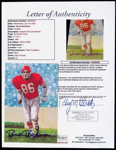 Buck Buchanan Signed Autograph Goal Line Art Card GLAC Chiefs d.1992 ...