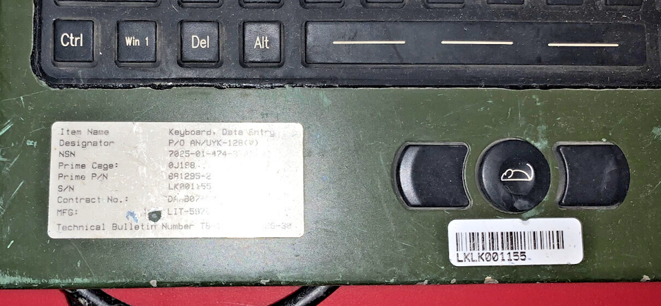 Military DRS Data Entry Keyboard AN/UYK-128 Blue Force Tracker BFT ...