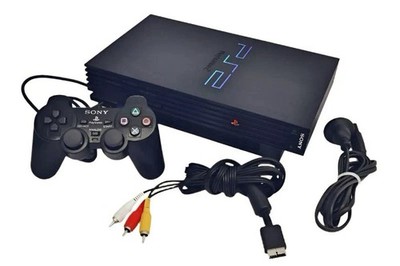 SONY PLAYSTATION 2 PS2 FAT CONSOLE (CONTROLLERS ARE BLUE SEE THRU NOT ...