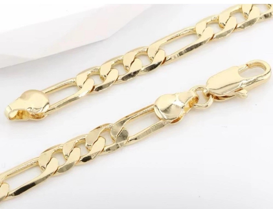 Cuban Link Chain 14k Gold Coated 24" 7 mm no rash no allergy no problem ...
