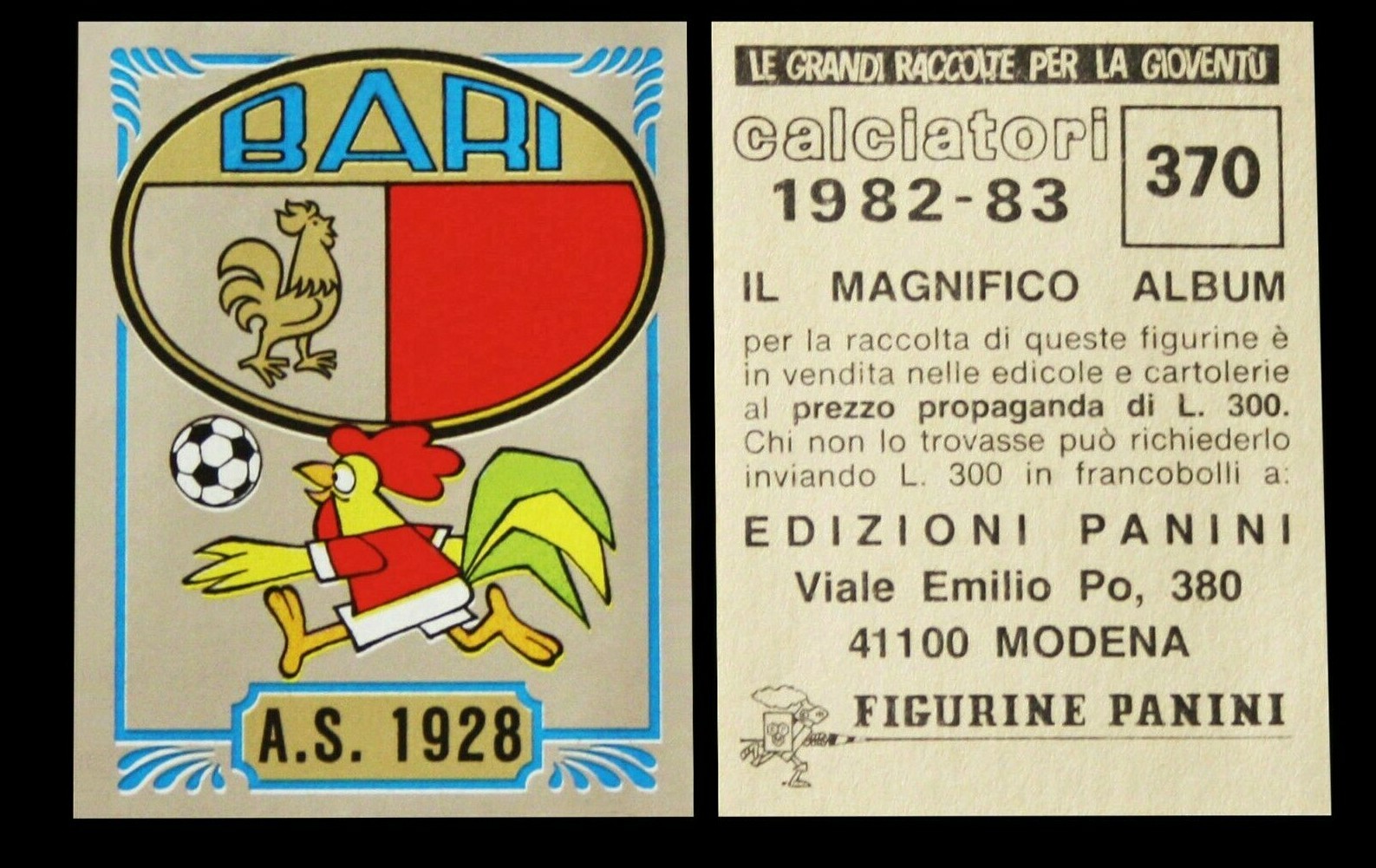 Album Figurine Calciatori Panini 82-83,1982-1983 Scudetto Bari N°370 ...