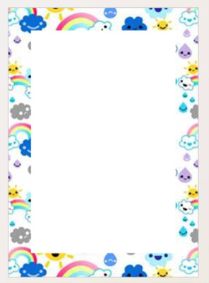 20 Sheets 5 Envelopes A5 Letter Set UNLINED: weather cute clouds sun ...