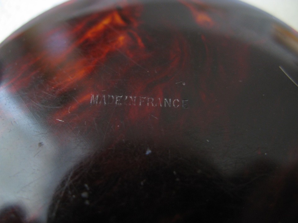 Antique FRENCH Tortoise Celluloid Couple Figural Ostrich Puff Compact ...