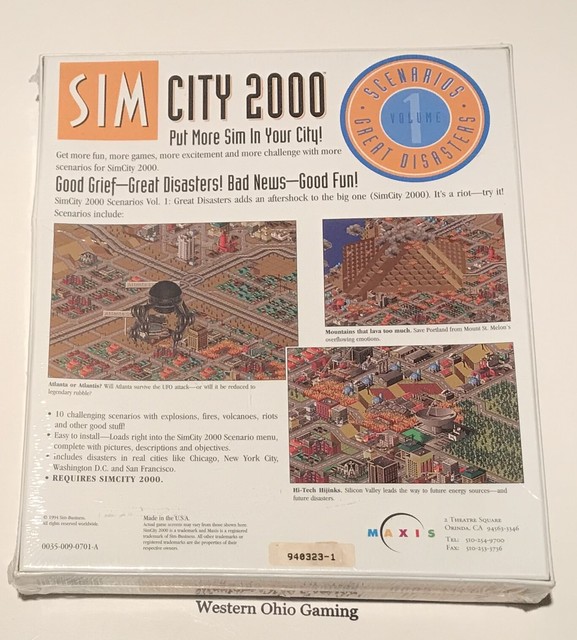 SimCity 2000 Scenarios Volume 1: Great Disasters (PC, 1994) for sale ...