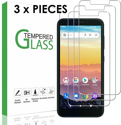 3 x Pack Tempered Glass Film for AT&T Calypso 2 /Cricket Debut /Cricket ...