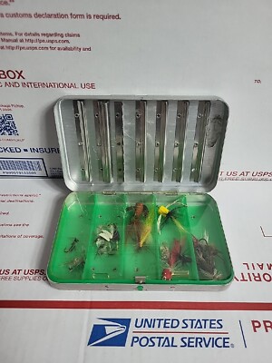 Vintage PERRINE #99 Aluminum Pocket Fly Box Flies Included | eBay