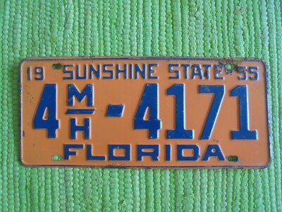 1955 Florida Mobile Home License Plate FL 55 Tag Pinellas County 4MH ...