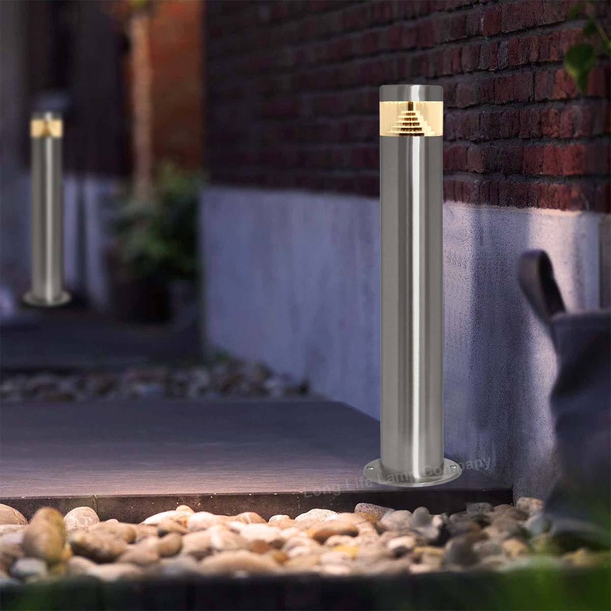 Modern LED Bollard Garden Lamp Post Stainless Steel Outdoor Warm White ...