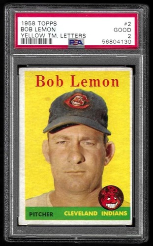 1958 Topps Bob Lemon #2 Yellow Team Letters PSA 2 | eBay