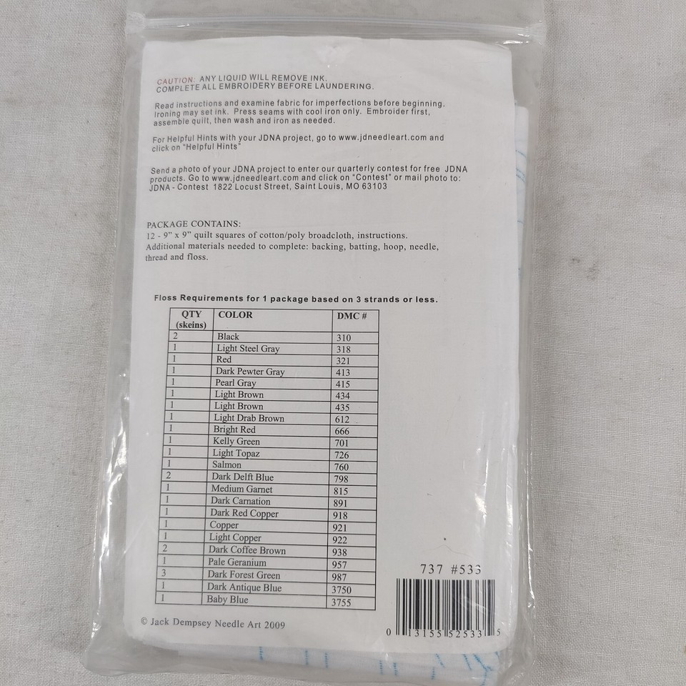 Birds! 9" Quilt Square Themes Hand Embroidery Designs By Jack Dempsey ...