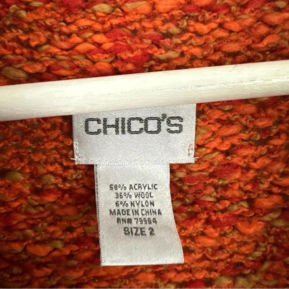 Chico's Ocean Tide Ombre Orange Button-Up Long Sweater Vest Women's Size 2/L | eBay