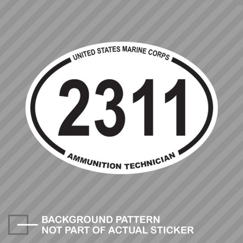 United States Marine Corps MOS 2311 Ammunition Technician Oval Sticker ...