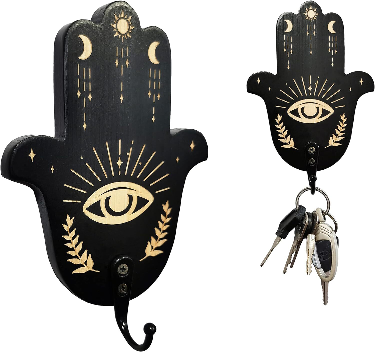 Ella & Emma Hamsa Hand Key Holder (Set of 2) - Evil Eye Decor for Wall ...