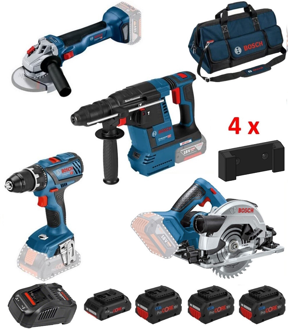 Bosch Profi Set 18V GSB, GWS, GBH, GKS, GLI mit ProCore Akkus 4 Ah / 8 ...