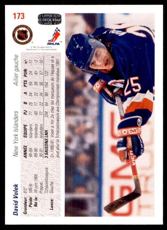 1991-92 Upper Deck French David Volek . New York Islanders #173 | eBay
