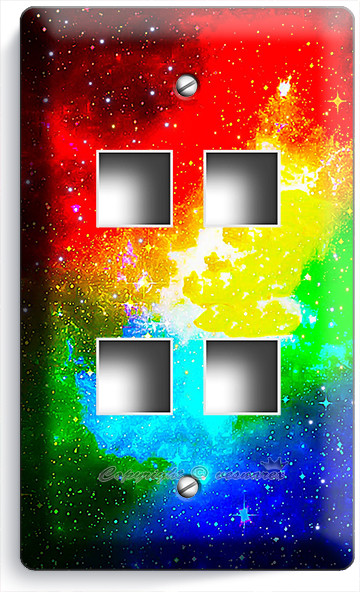 SPACE GALAXY STARS RAINBOW NEBULA CLOUD LIGHT SWITCH OUTLET PLATE ROOM ...