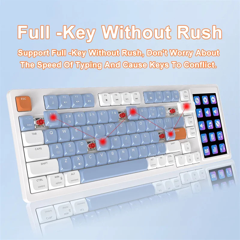 Ajazz AKP815 RGB Gaming Keyboard 81 Keys 4.33" Touch Screen Mechanical ...