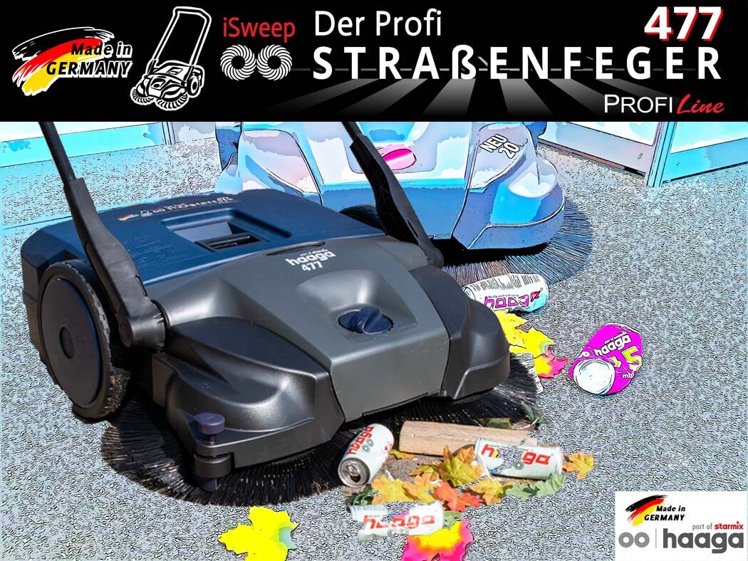 2023 haaga 477 PROFI Line STRAßENFEGER Kehrmaschine Handkehrmaschine ...