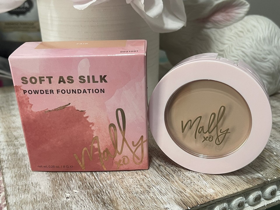 2X Mally Soft As Silk Powder Foundation (Fair) w/Puff NIB Buy One Get ...