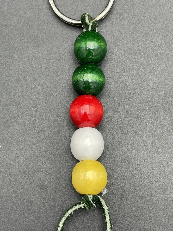 Bead Keychain with Wood Beads on Leather Tassel Jewelry 6in | eBay