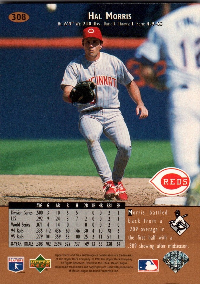 1996 Upper Deck #308 Hal Morris Cincinnati Reds | eBay