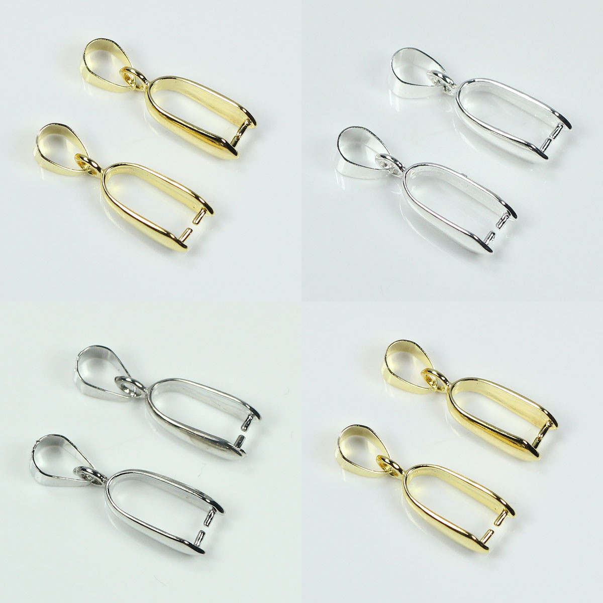 20/50/100pcs 24x7mm Large Pendant Pinch Bails Silver/Dull Silver/Gold ...
