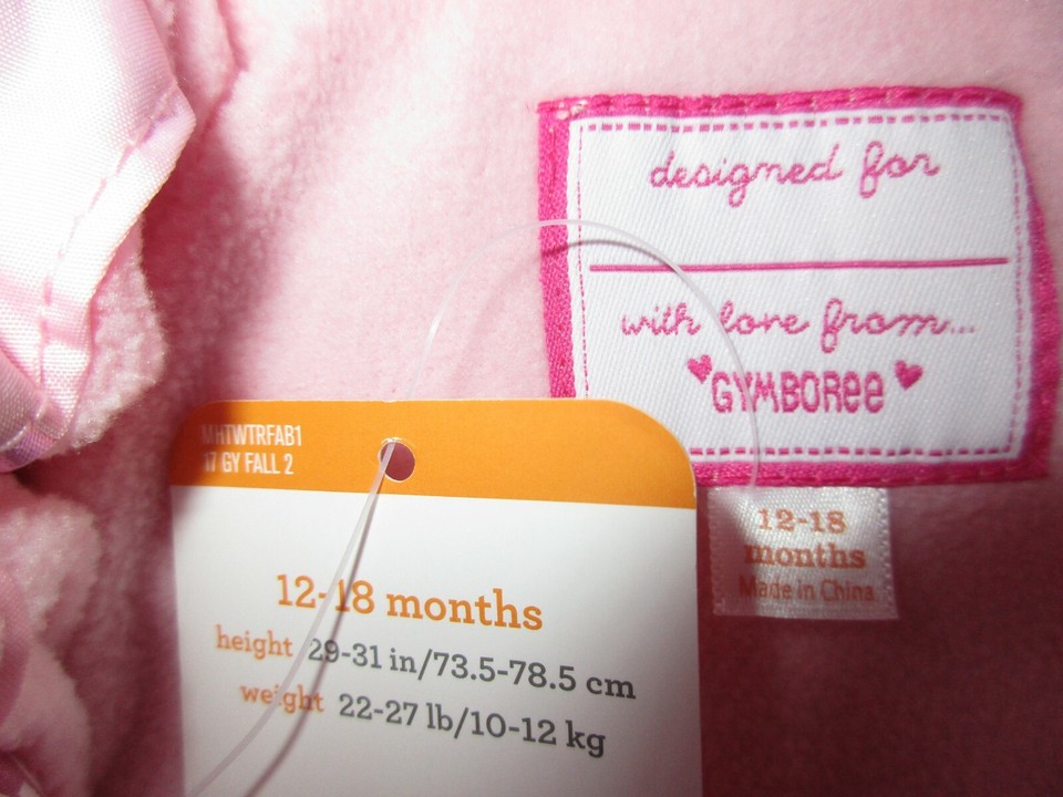 Gymboree Pink Hearts Tails Of The City Puffer Jacket Coat 6 12 18 24 ...