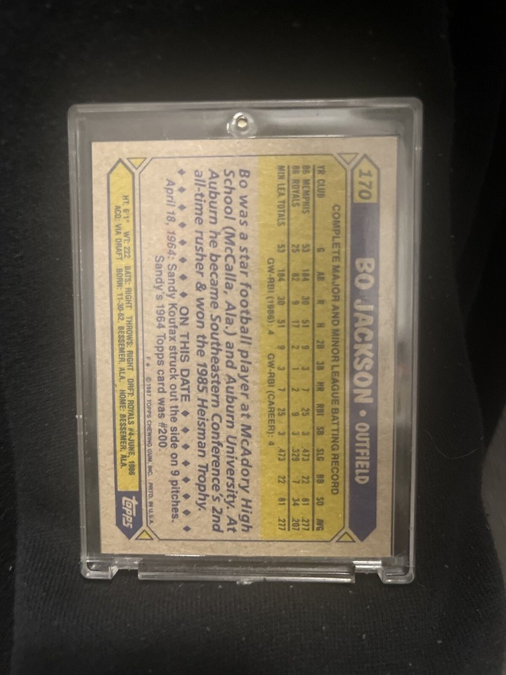1987 Bo Jackson Topps #170 TIFFANY Signed Rookie Card RC | eBay