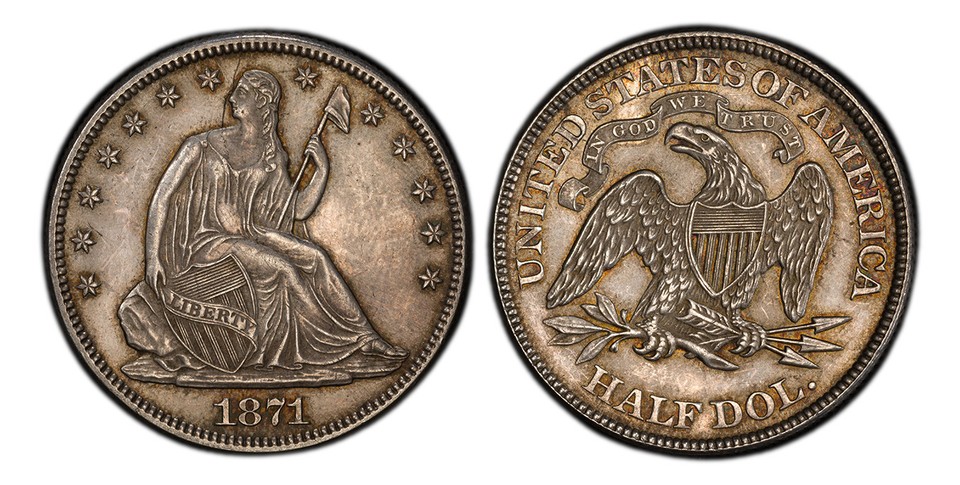 1871 Half Dollar PCGS Genuine UNC Details Philadelphia. Seated Liberty ...