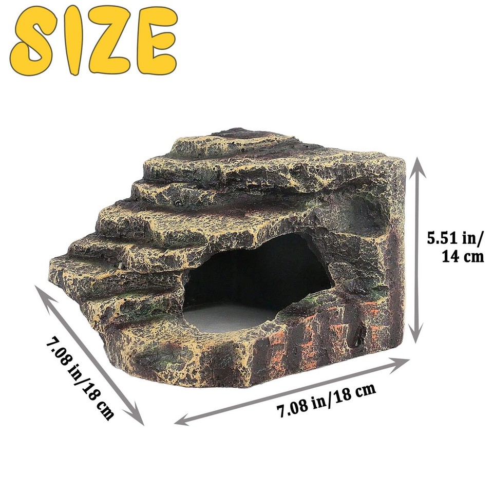 Turtle Basking Platform Reptile Hiding Cave Hideout for Aquatic Turtles ...